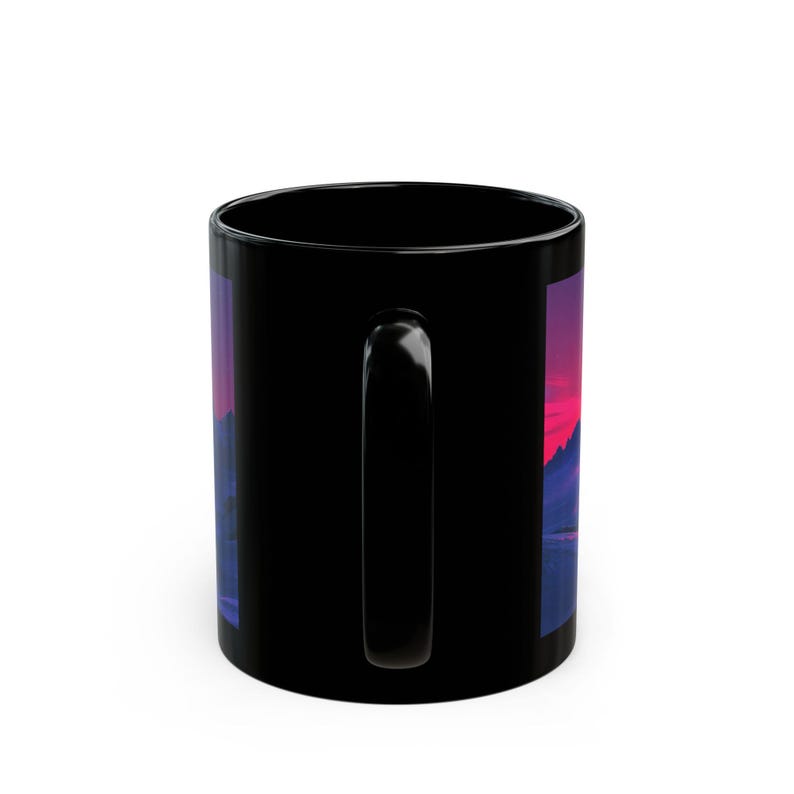 Cyberpunk Mug Gift, Sunset Space Coffee Mug, Neon Lights, Mountain ...