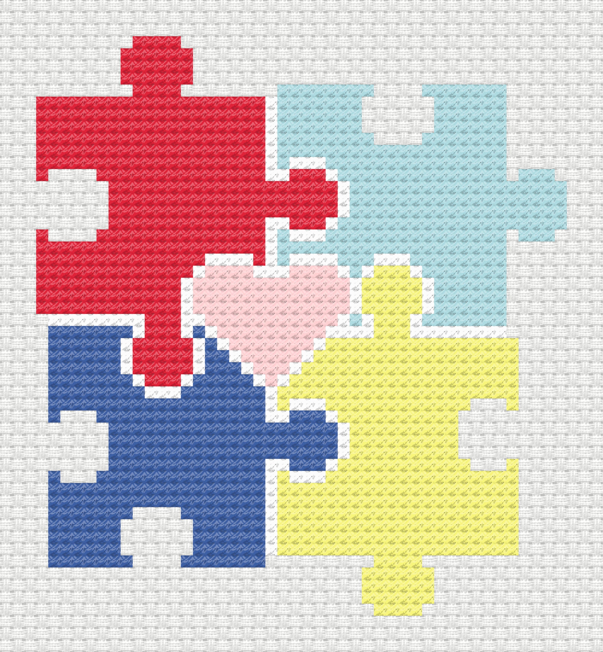 Autism Puzzle Piece Perler Bead Pattern - Awareness Pixel Art or Cross ...