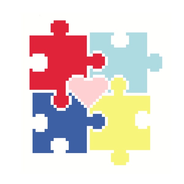 Autism Puzzle Piece Cross Stitch - Etsy