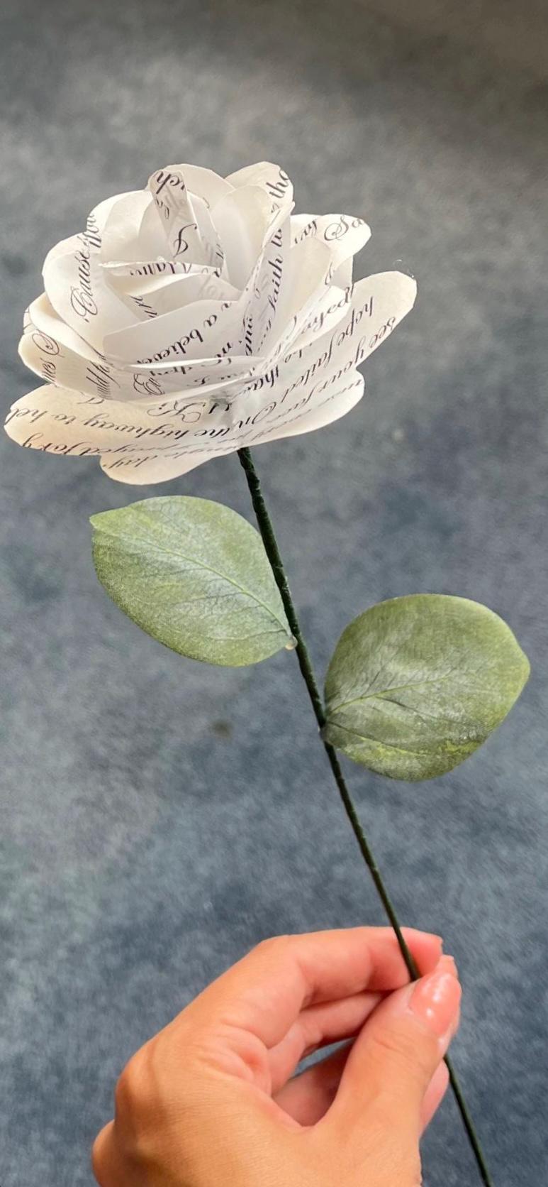 1st Anniversary Personalized Paper Rose Gift Wedding Song Lyrics Vows ...