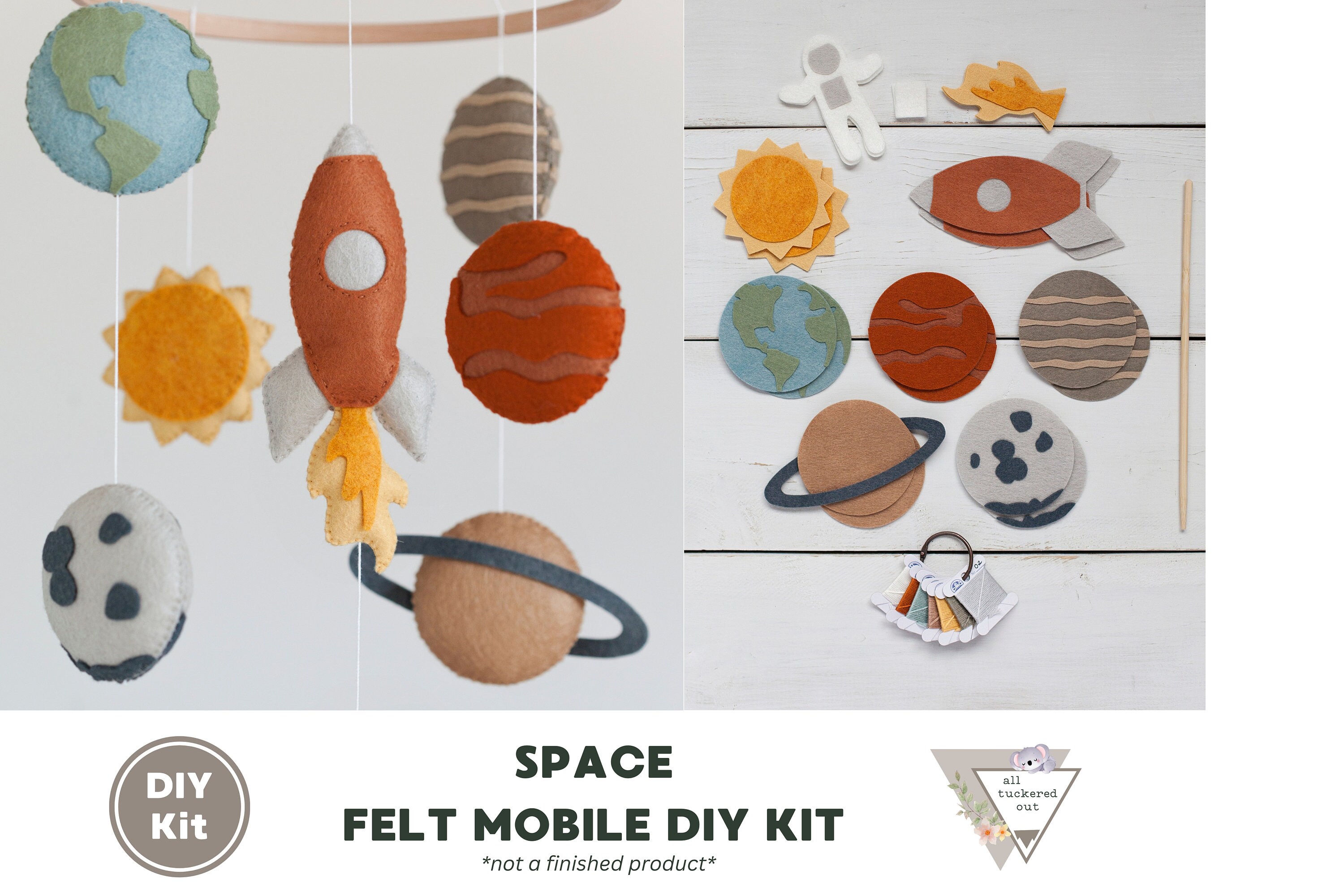 Felt Outer Space DIY Baby Mobile Kit With Rocket & Astronaut - Felt ...