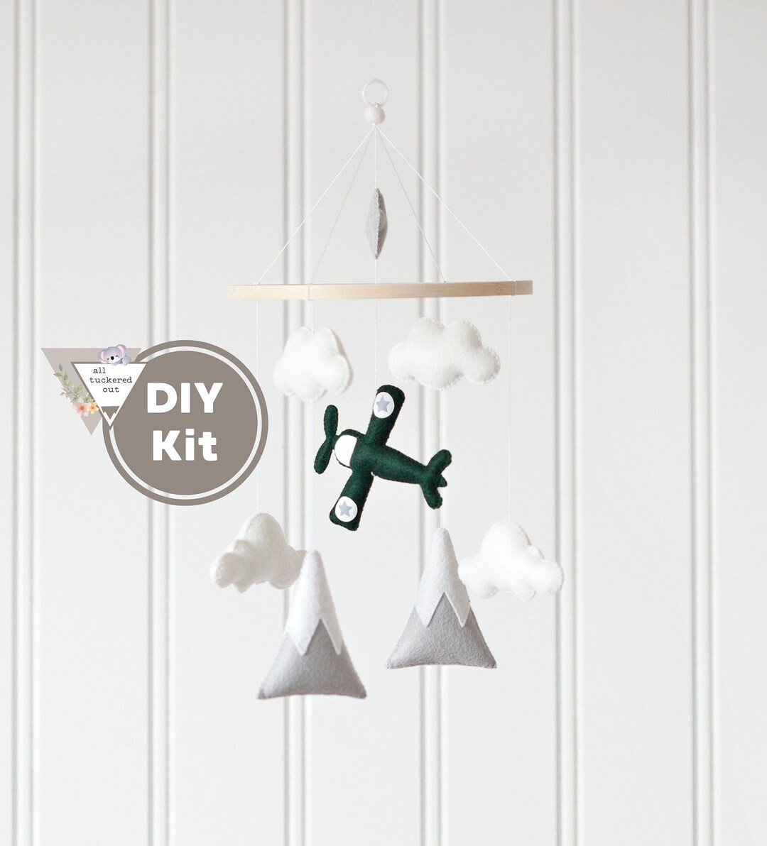 DIY Felt Airplane and Mountain Baby Mobile Kit - Beginner Felt Craft ...