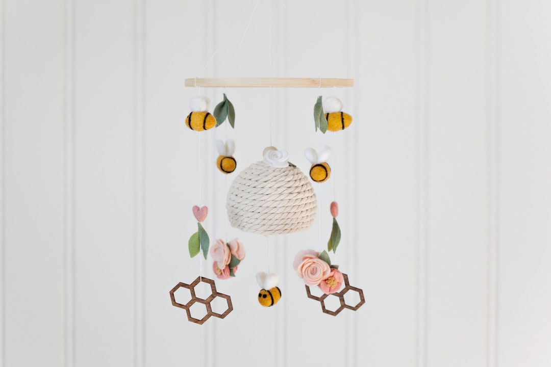 Garden Bee Mobile - Bumble Bee Mobile - Beehive & Flowers Nursery Decor ...