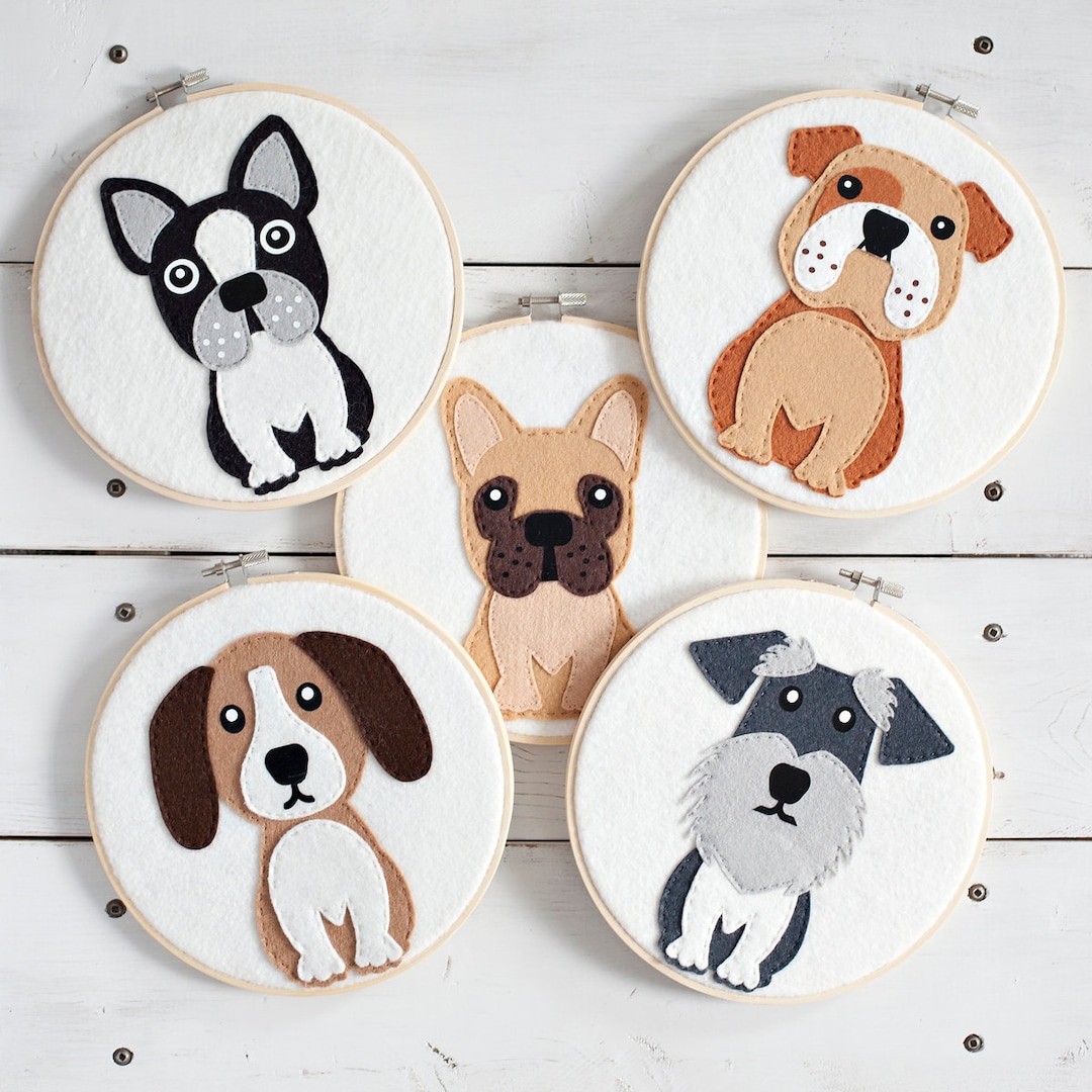 Felt Dog Wall Hanging - Felt Hoop Art- Nursery and Kids Decor - Etsy