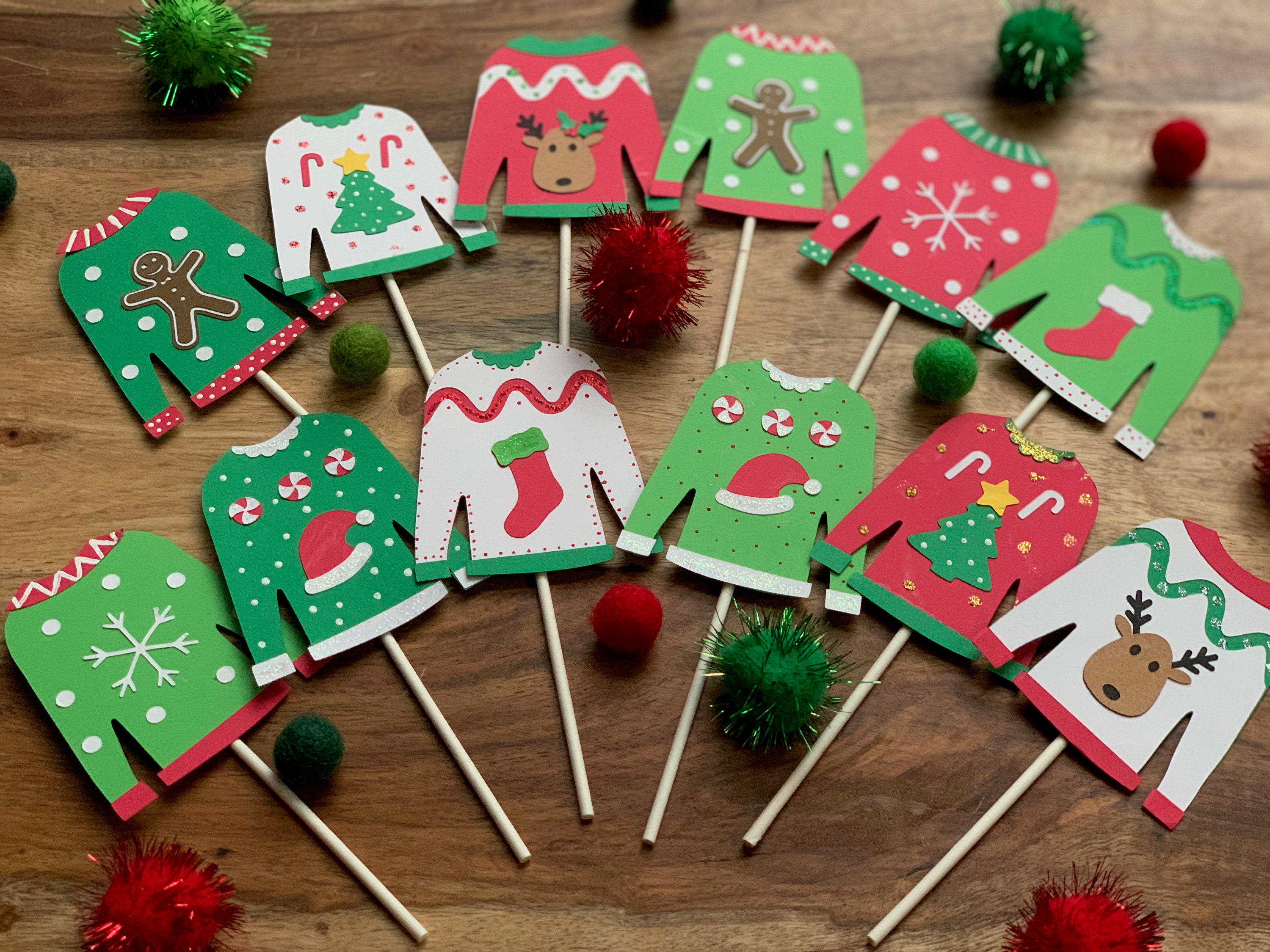 Ugly Sweater Cupcake Toppers - Etsy
