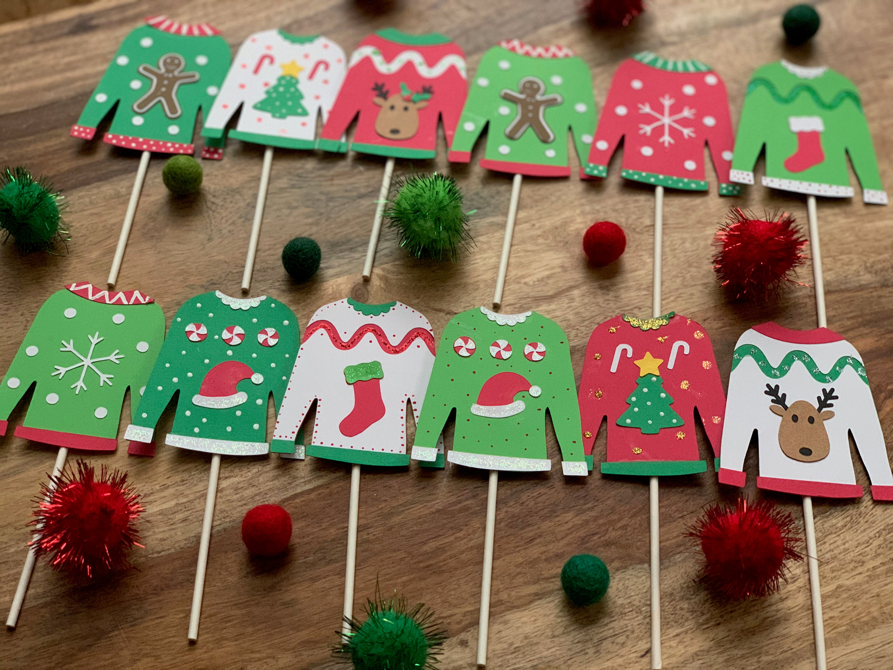 Ugly Sweater Cupcake Toppers - Etsy