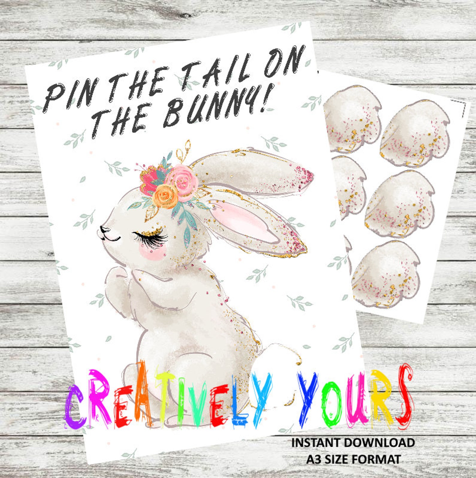 Pin the Tail on the Bunny Game, Bunny Rabbit Birthday Game, Birthday ...