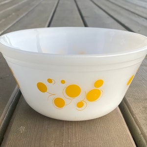 Vintage Federal Glass Yellow Atomic Dot Pattern 7 Inch Milk Glass ...