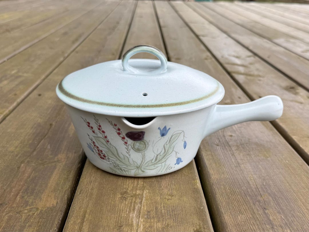 Vintage Buchan Stoneware Thistle Pattern Saucepan With Spout and Lid ...