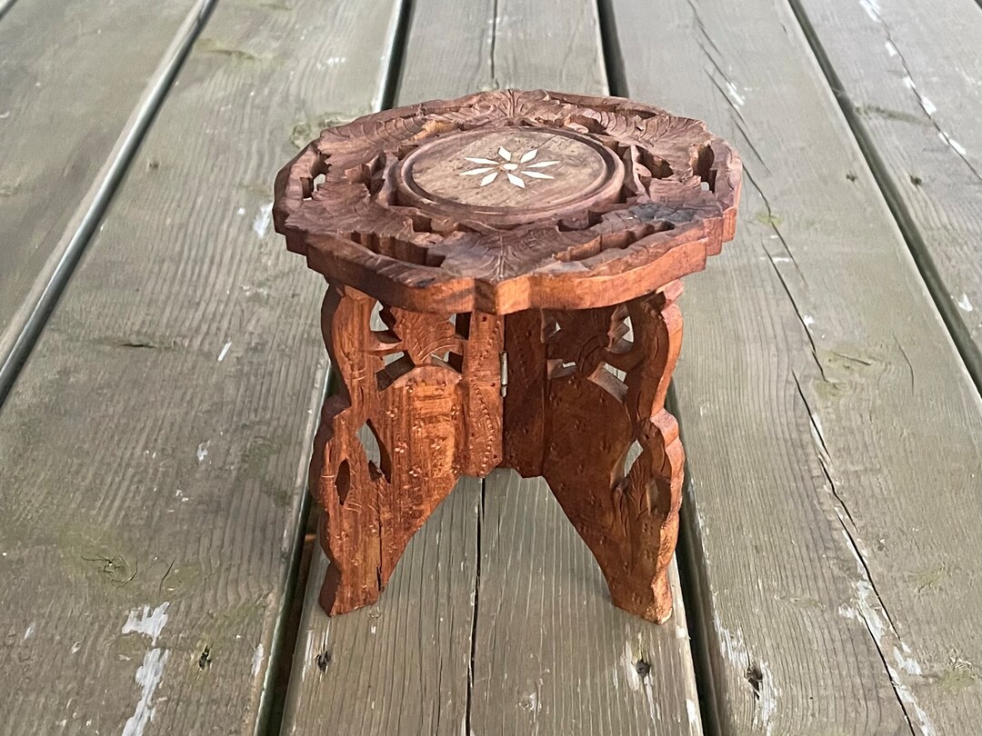 Vintage Carved Wood Leaf and Flower Floral Foliage Collapsable Plant ...