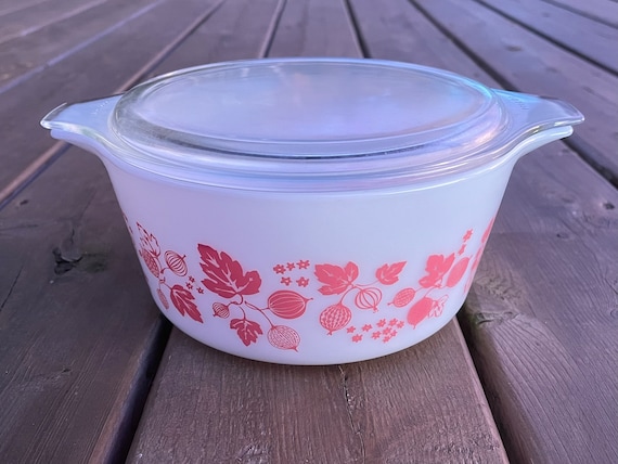 Vintage Pyrex Pink Gooseberry Pattern Pink on White 1 and 1/2 - Etsy