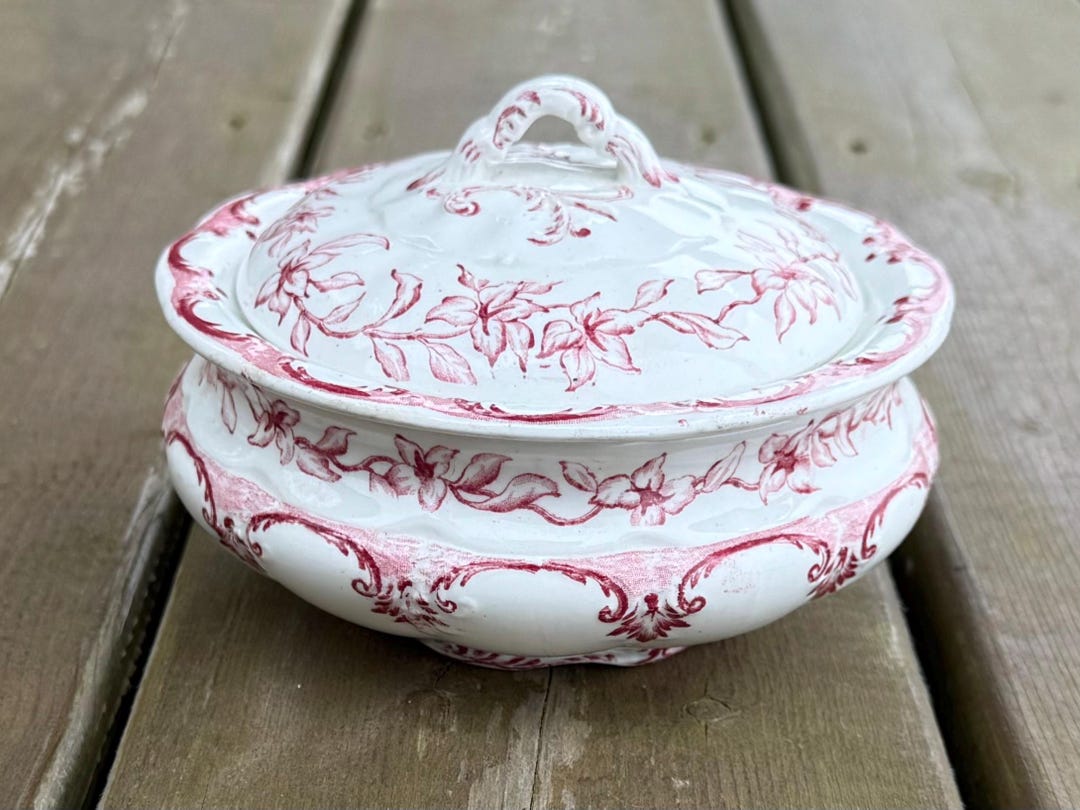 Antique John Maddock & Sons Ltd Three Piece White and Red Transfer ...