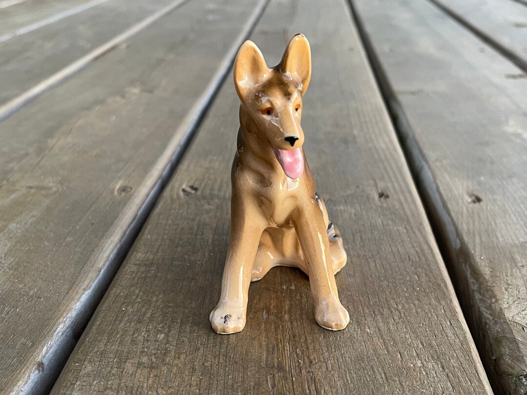 Vintage Hand Painted German Shepard Dog Ceramic Figurine Gift for Dog ...