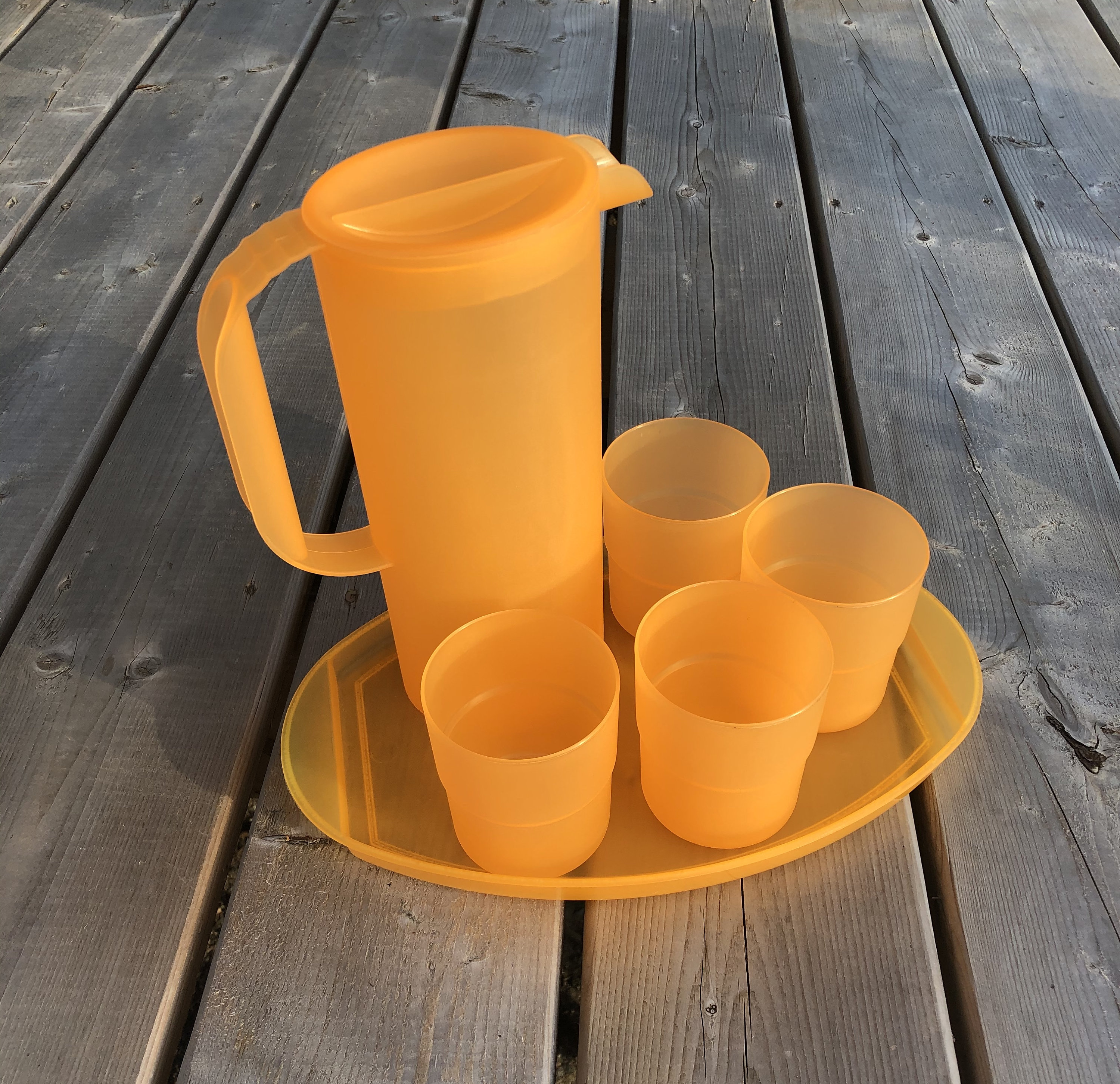 Vintage Orange Plastic German Juice Set With 4 Drinking - Etsy