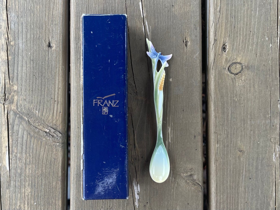 Vintage Franz Dragonfly Design Porcelain Sculptured Spoon With Original ...