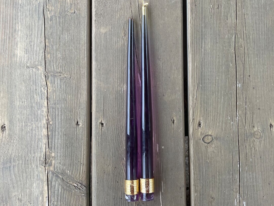 As Is***set of Two Vintage Purple Tapered Candlesticks Candles Retro ...