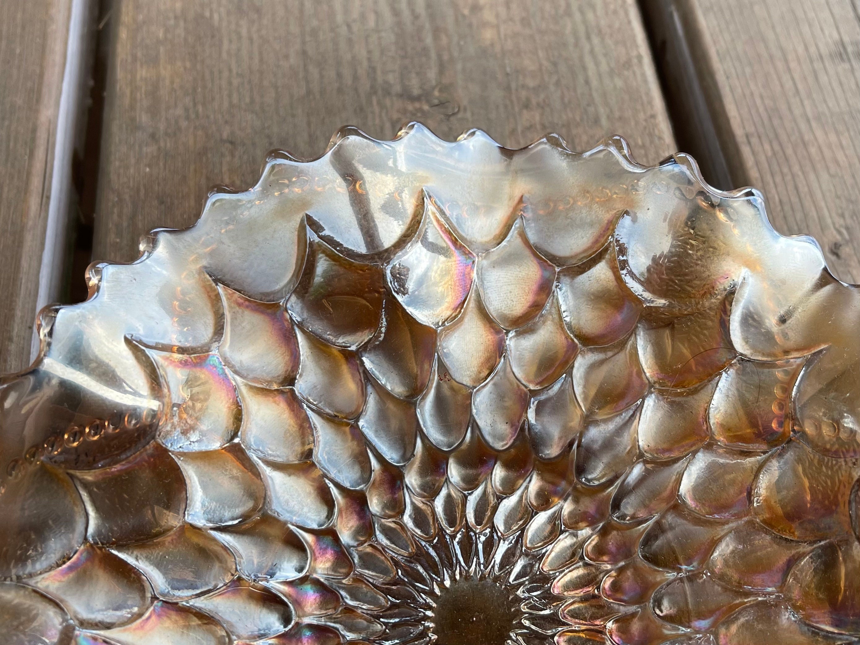 Antique Dugan Glass Fish Scale and Beads Pattern Iridescent - Etsy