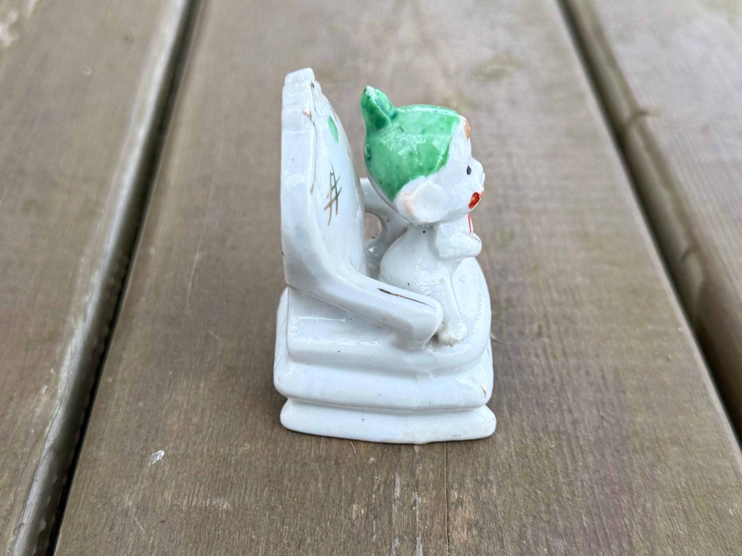 Vintage Playful Pixie Elf in Chair Porcelain Figurine Woodland Decor ...