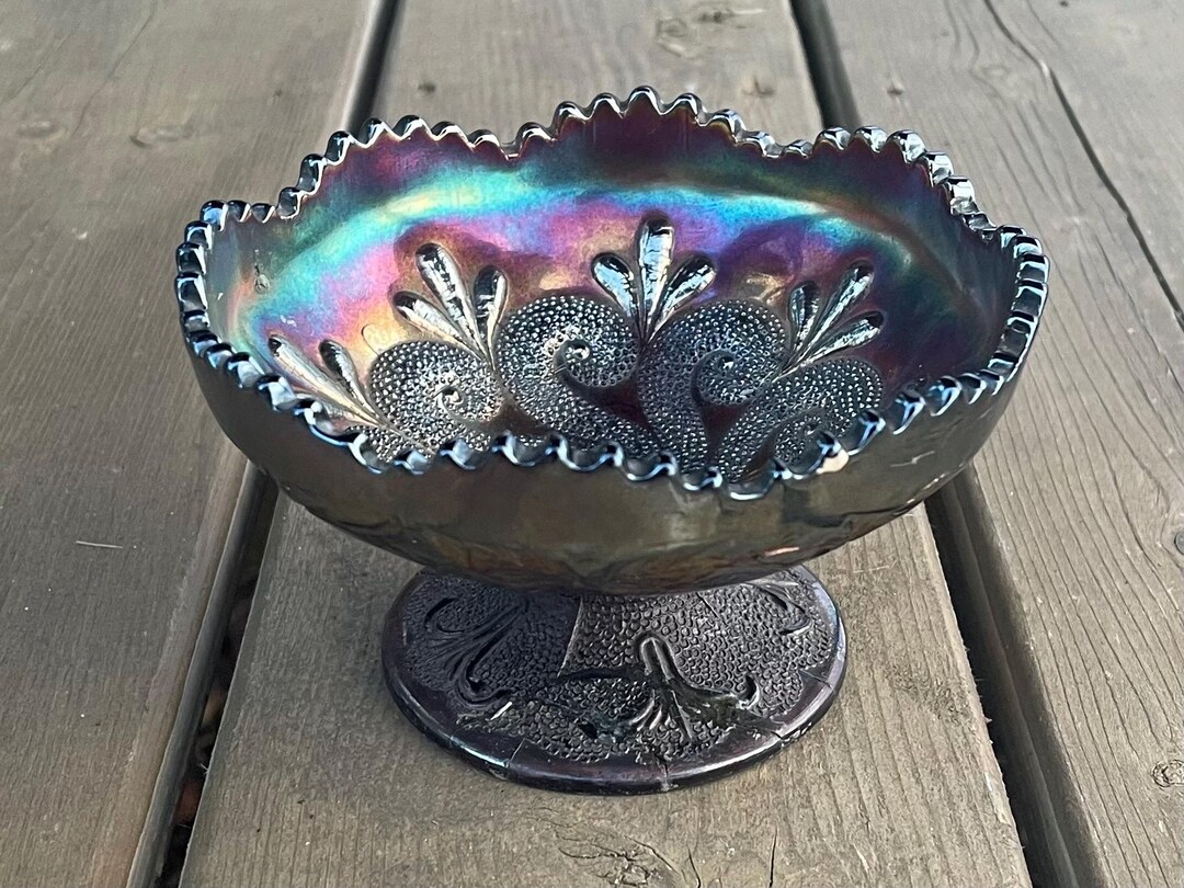 As Is***antique Dugan Glass Question Marks Pattern Iridescent Carnival ...