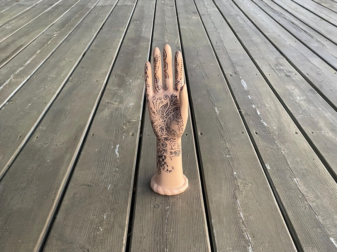 Vintage Plastic Hand With Henna Design Unusual Mannequin Hand Odd ...