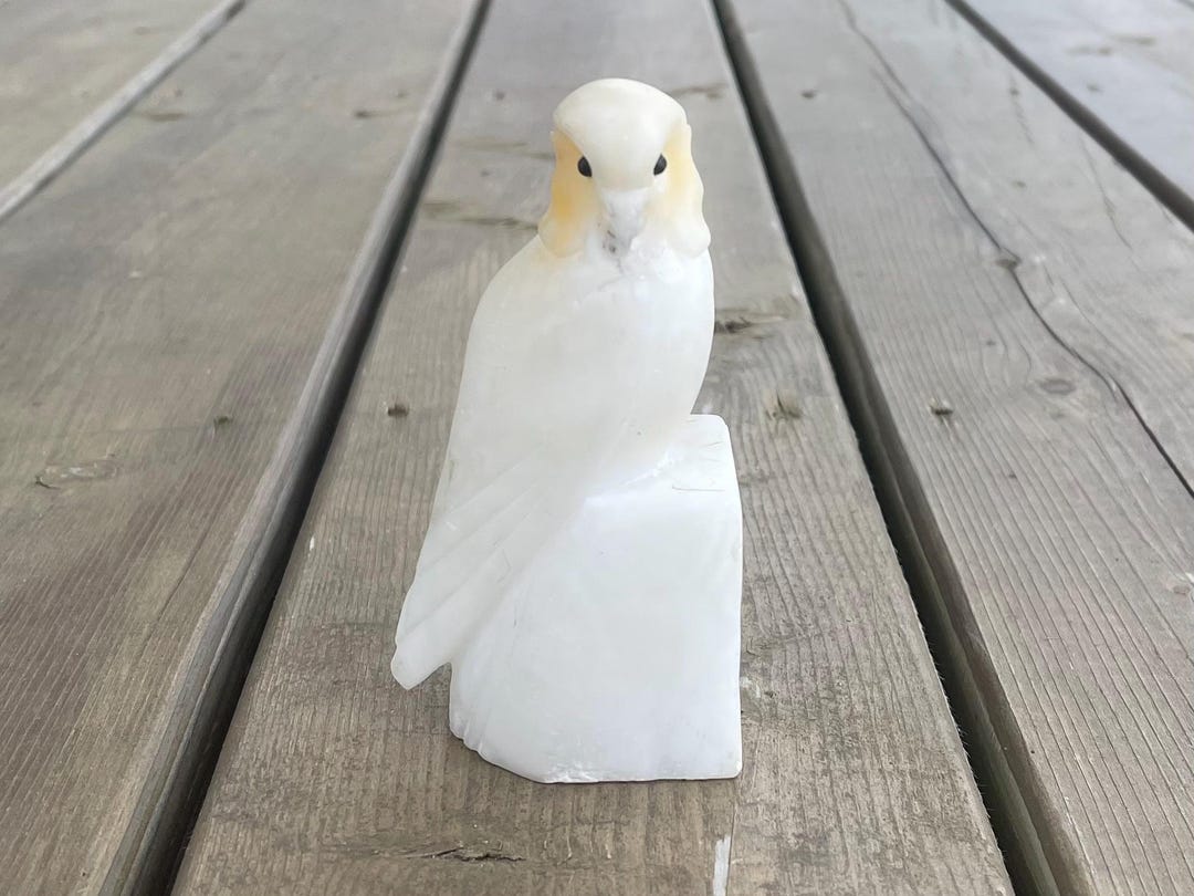 As Is***antique Art Deco Alabaster Bird Parakeet Bookend Figurine Retro ...