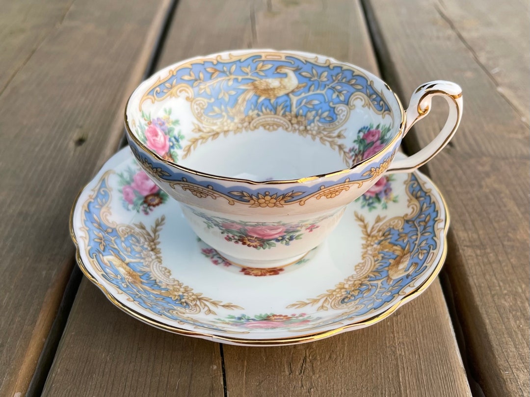 Vintage Coalport Montrose Blue Pattern Floral Blue Band Birds Bone ...