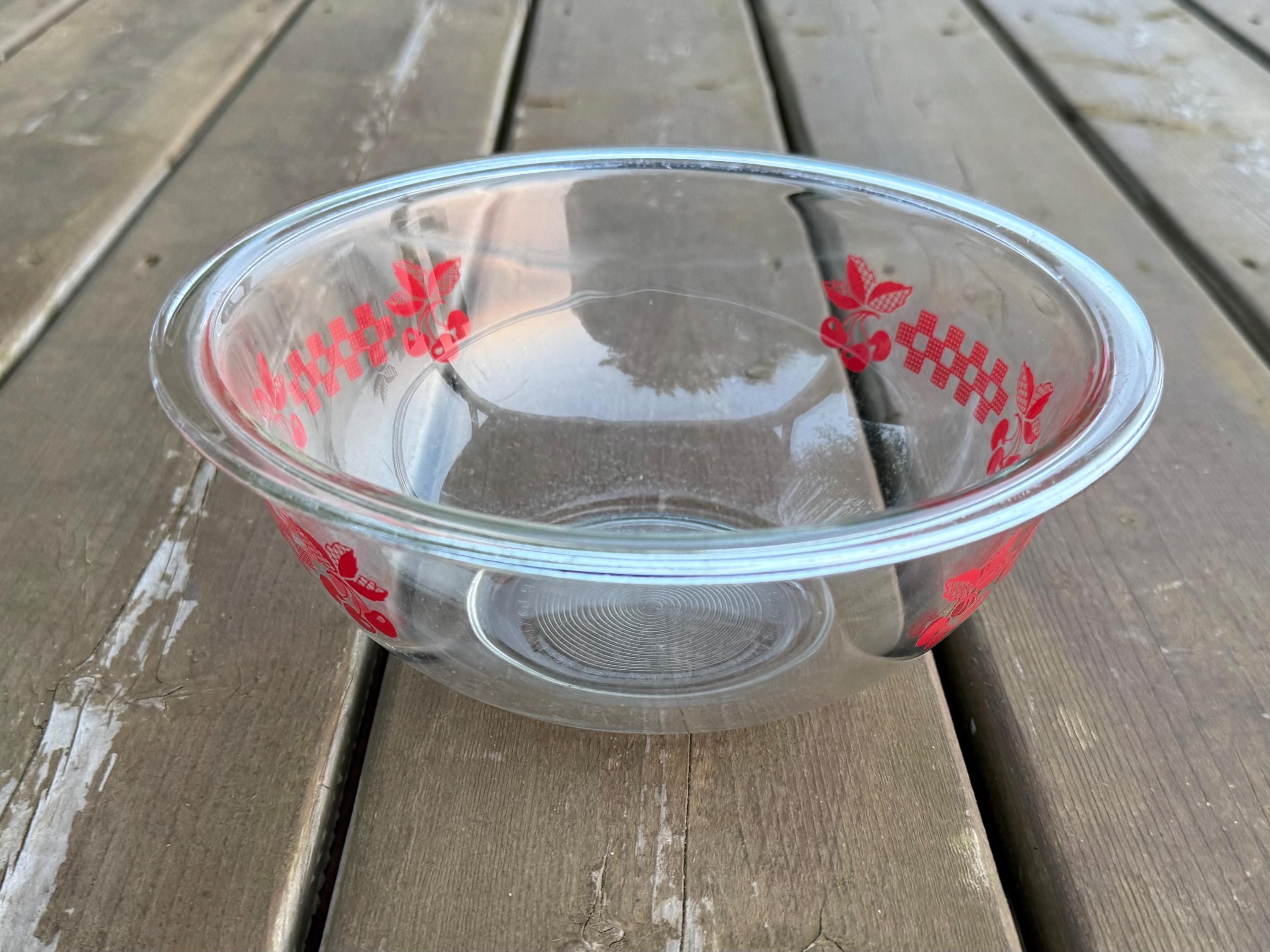 Vintage Pyrex Red Cherry and Checkers Cherry Gingham Clear Glass ...