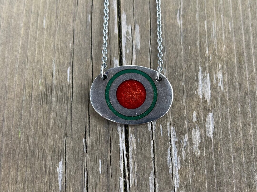 Vintage De Passillé Sylvestré Modernist Enamel Circle Silver Tone ...