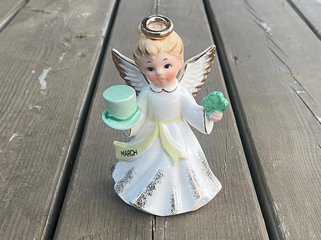 Vintage Hand Painted March Angel Saint Patrick’s Day Ceramic Figurine ...