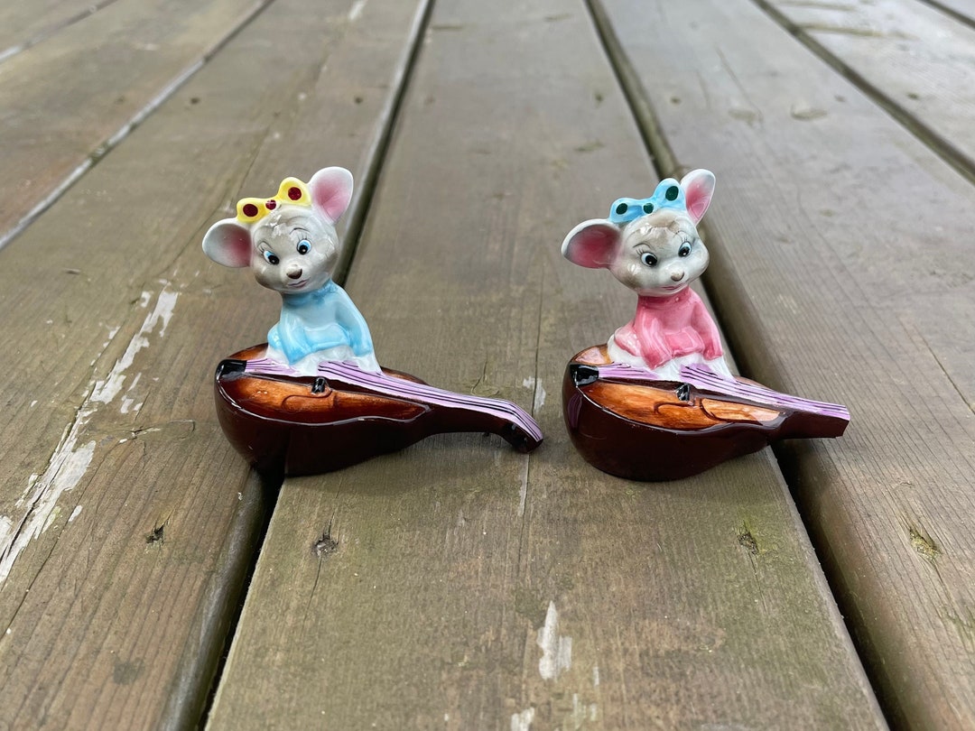 As Is***vintage PY Anthropomorphic Mice on Violins Ceramic Salt ...
