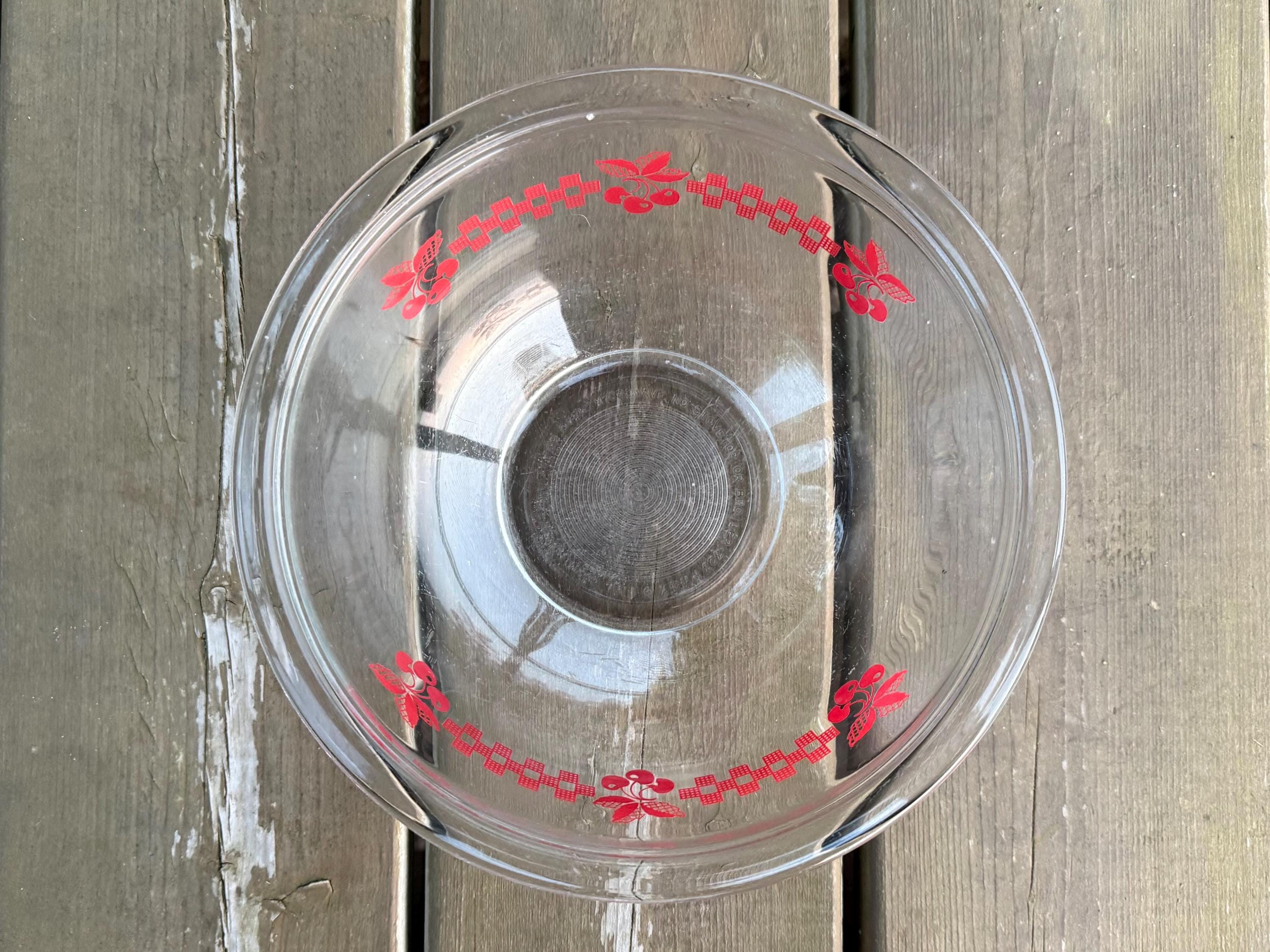 Vintage Pyrex Red Cherry and Checkers Cherry Gingham Clear Glass ...