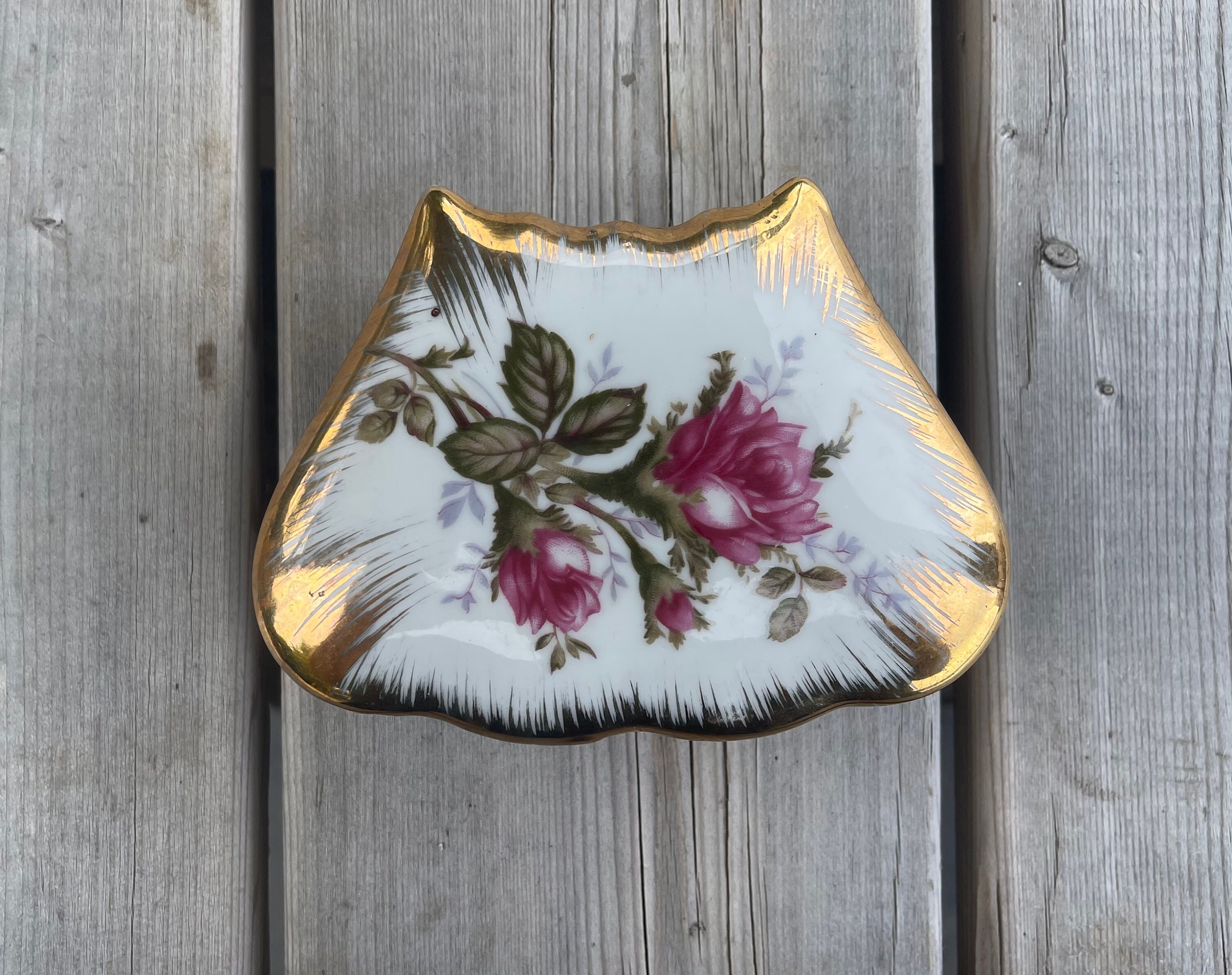 Vintage Porcelain Pink Rose Cigarette Box With Two Matching | Etsy