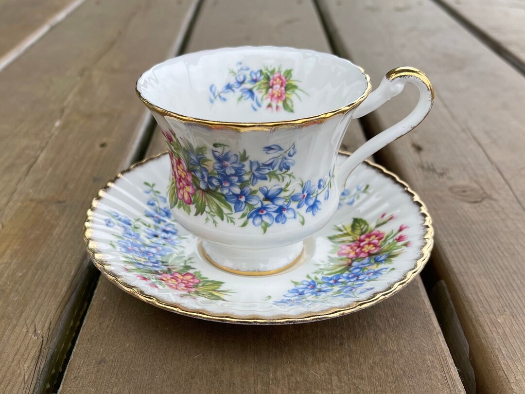 Vintage Paragon Pink and Blue Floral Fine Bone China Cup and Saucer ...