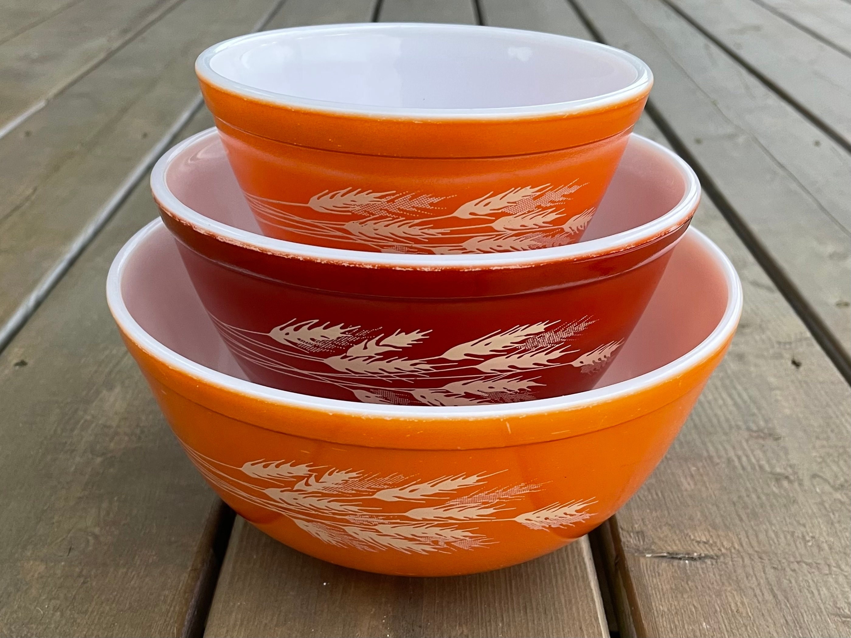 Vintage Pyrex Autumn Harvest Pattern Wheat Design Nesting Rust - Etsy