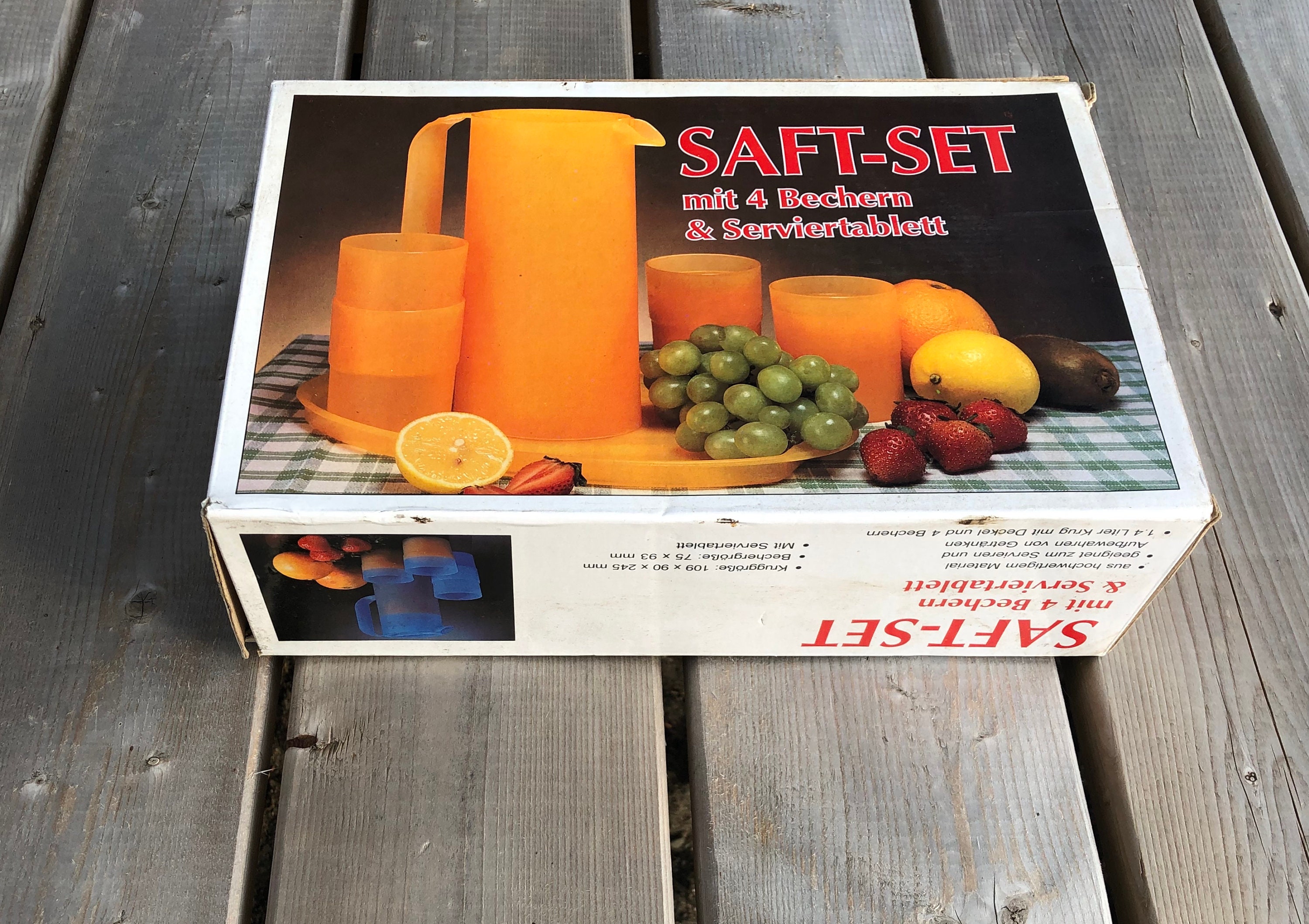 Vintage Orange Plastic German Juice Set With 4 Drinking - Etsy