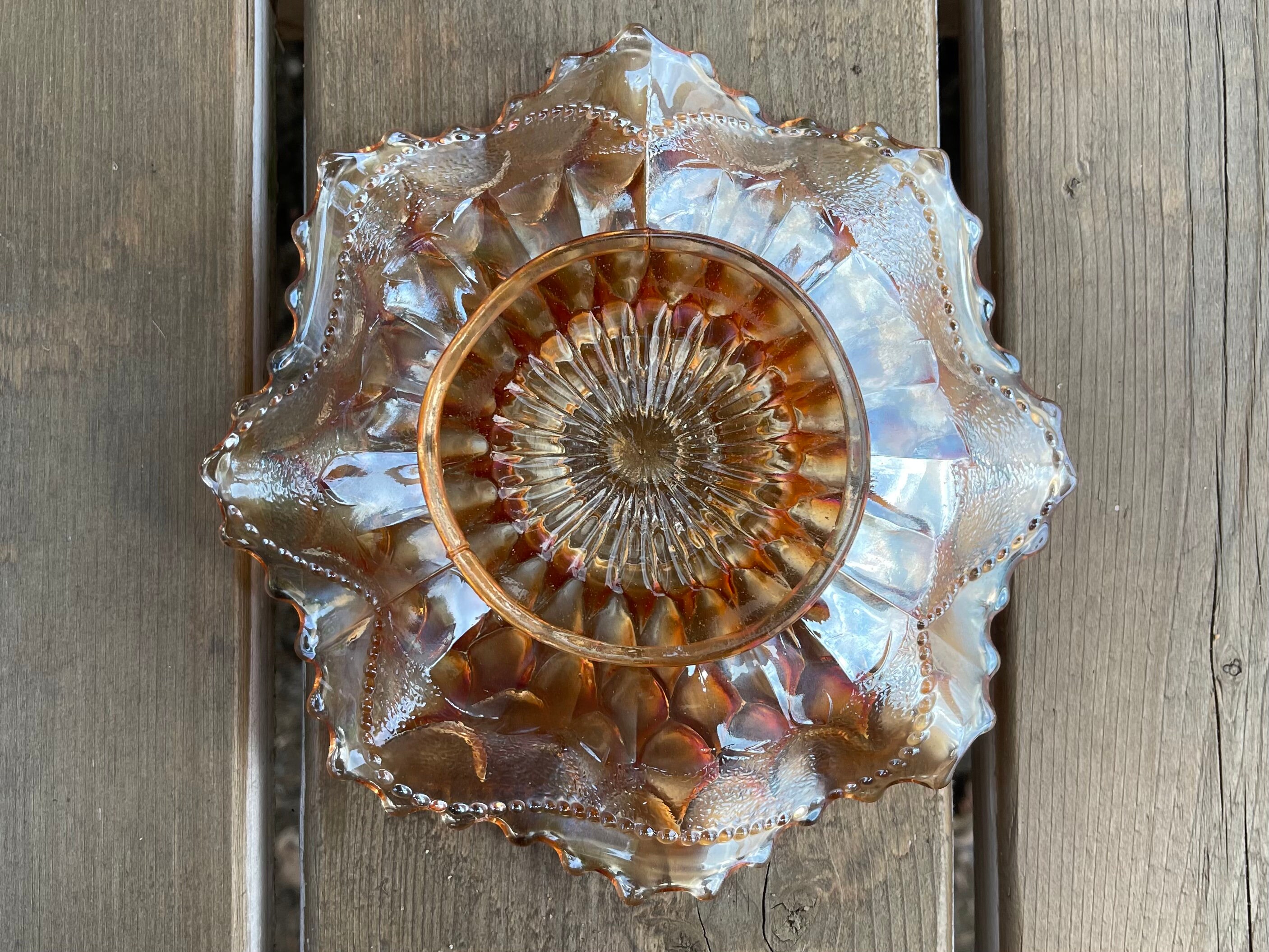 Antique Dugan Glass Fish Scale and Beads Pattern Iridescent - Etsy