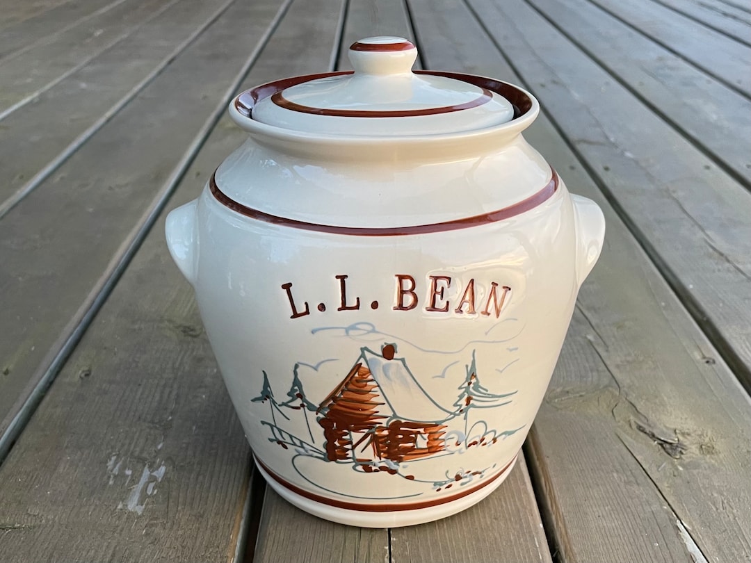 Vintage LL Bean Wood Cabin Stoneware Bean Crock Retro Kitchen - Etsy