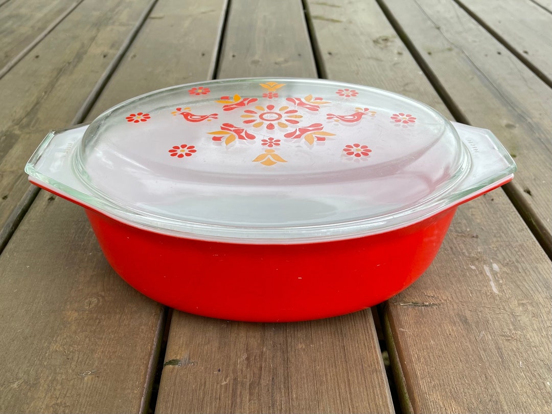 Vintage Pyrex Friendship Pattern 045 2 and 1/2 Quart Oval Baking ...