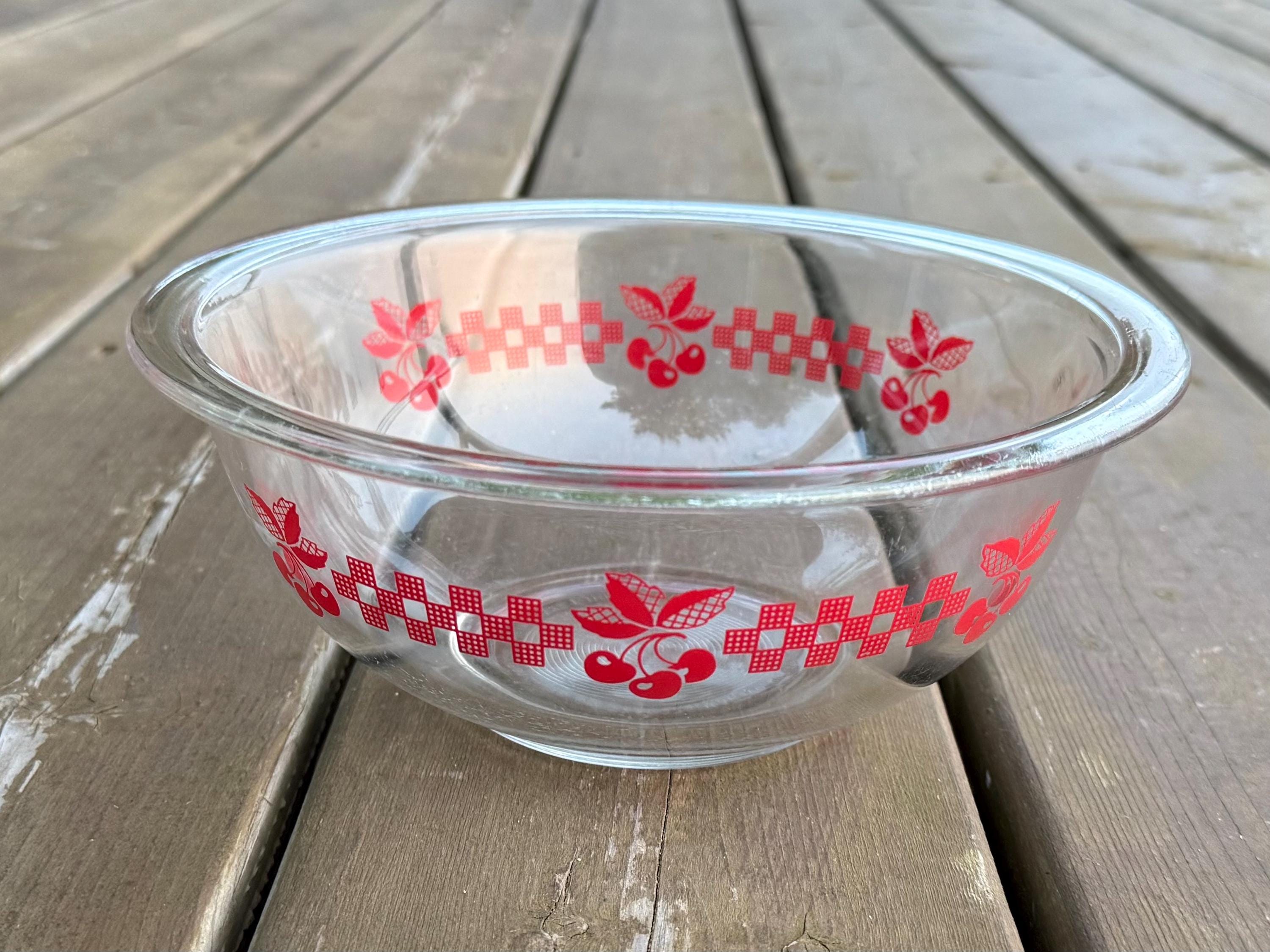 Vintage Pyrex Red Cherry and Checkers Cherry Gingham Clear Glass ...