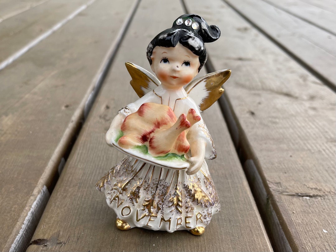 Vintage Lefton an Enterprise Exclusive Hand Painted November Angel With ...