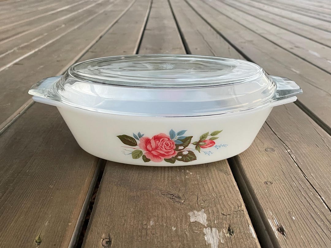 Vintage JAJ Pyrex Cottage Rose Pattern 524 Oval Decorator Casserole ...