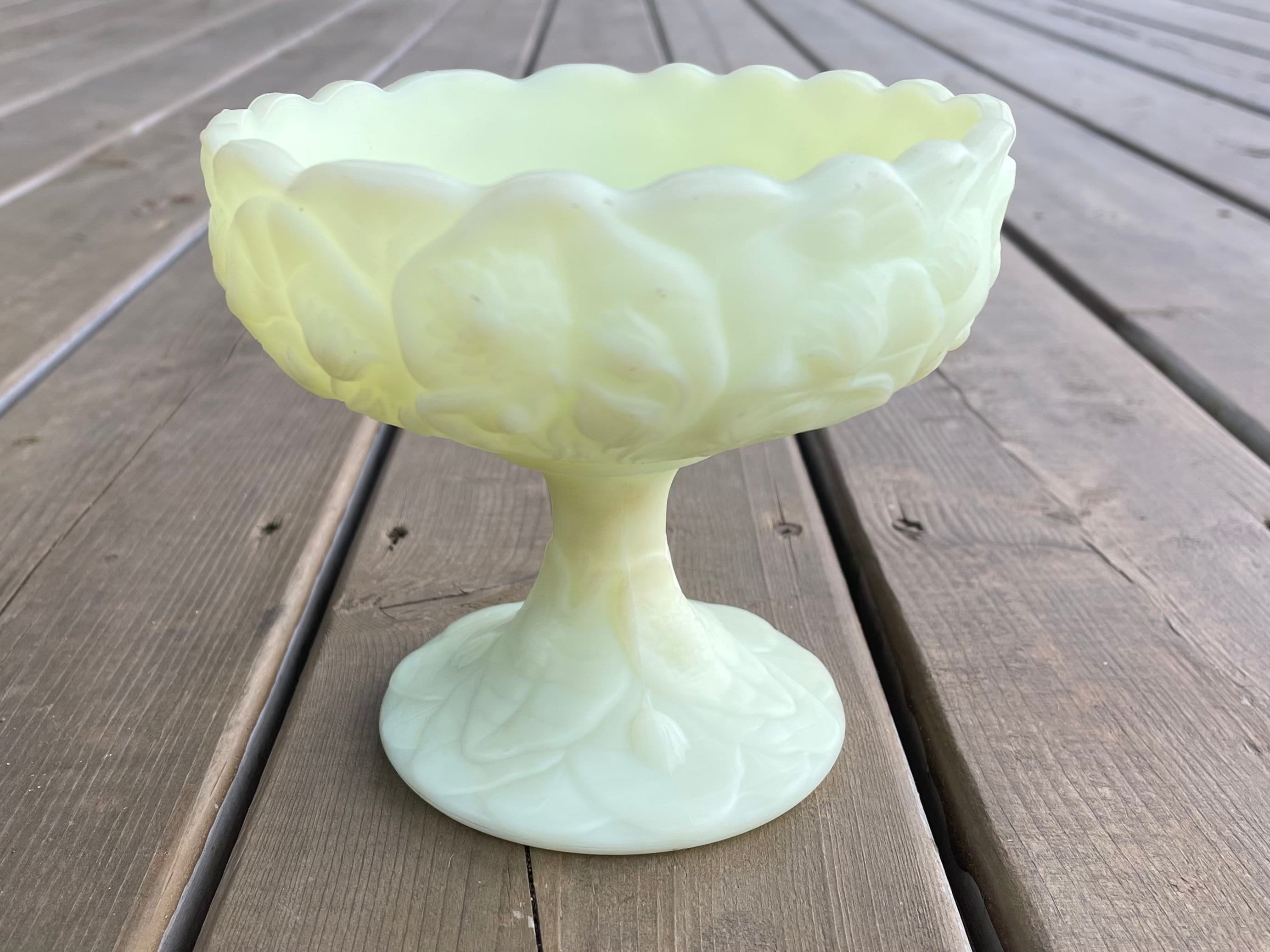 Vintage Fenton Custard Satin Glass Water Lily Pattern Uranium - Etsy