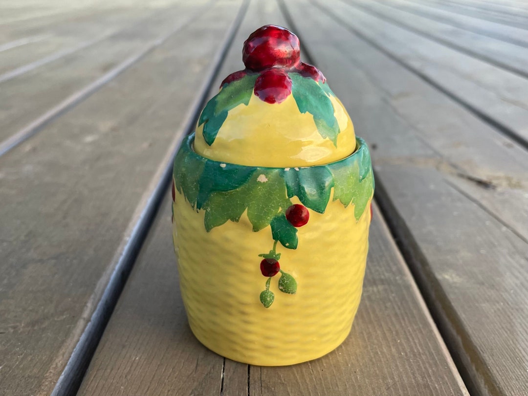 Vintage Mintons Cylindrical Beehive Shaped Painted Raspberry Jam Jelly ...