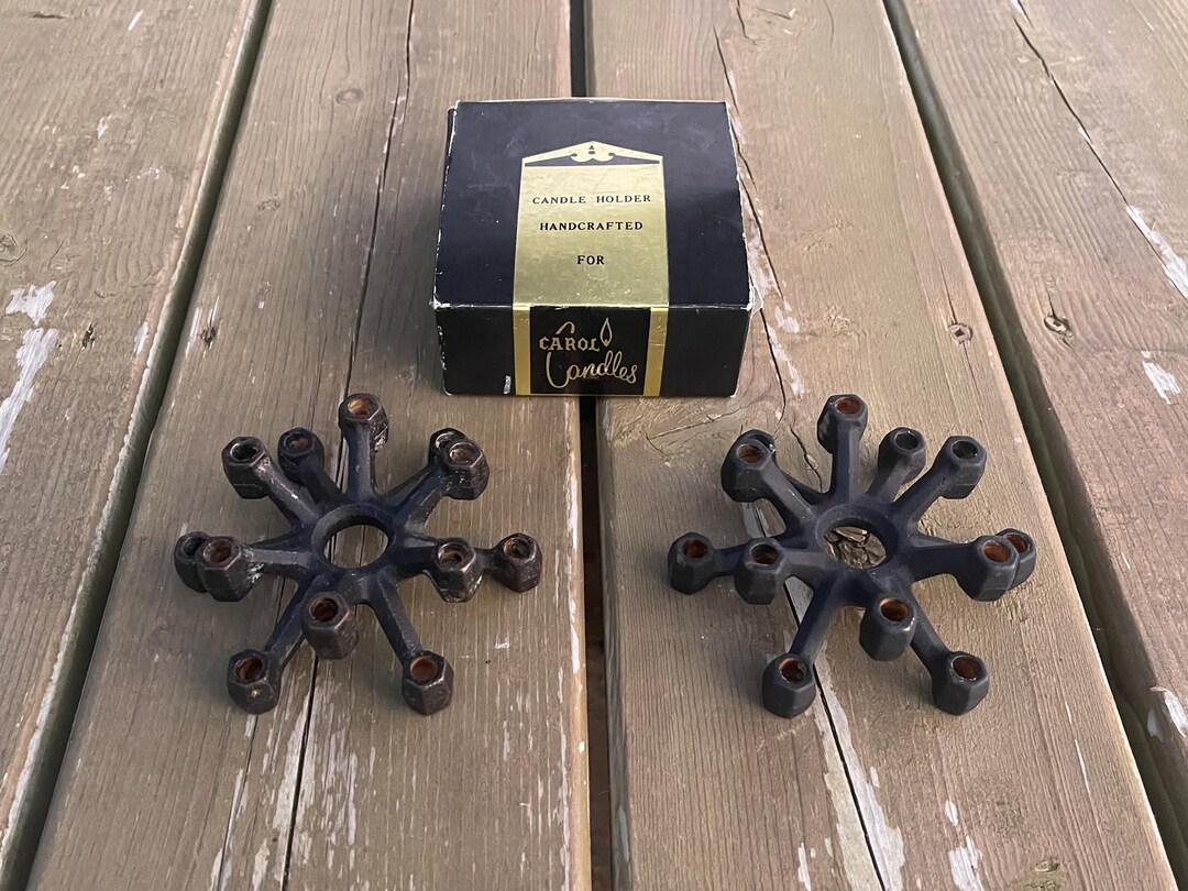 Set of Two Vintage Mid Century Modern MCM Black Cast Iron Metal Spider ...