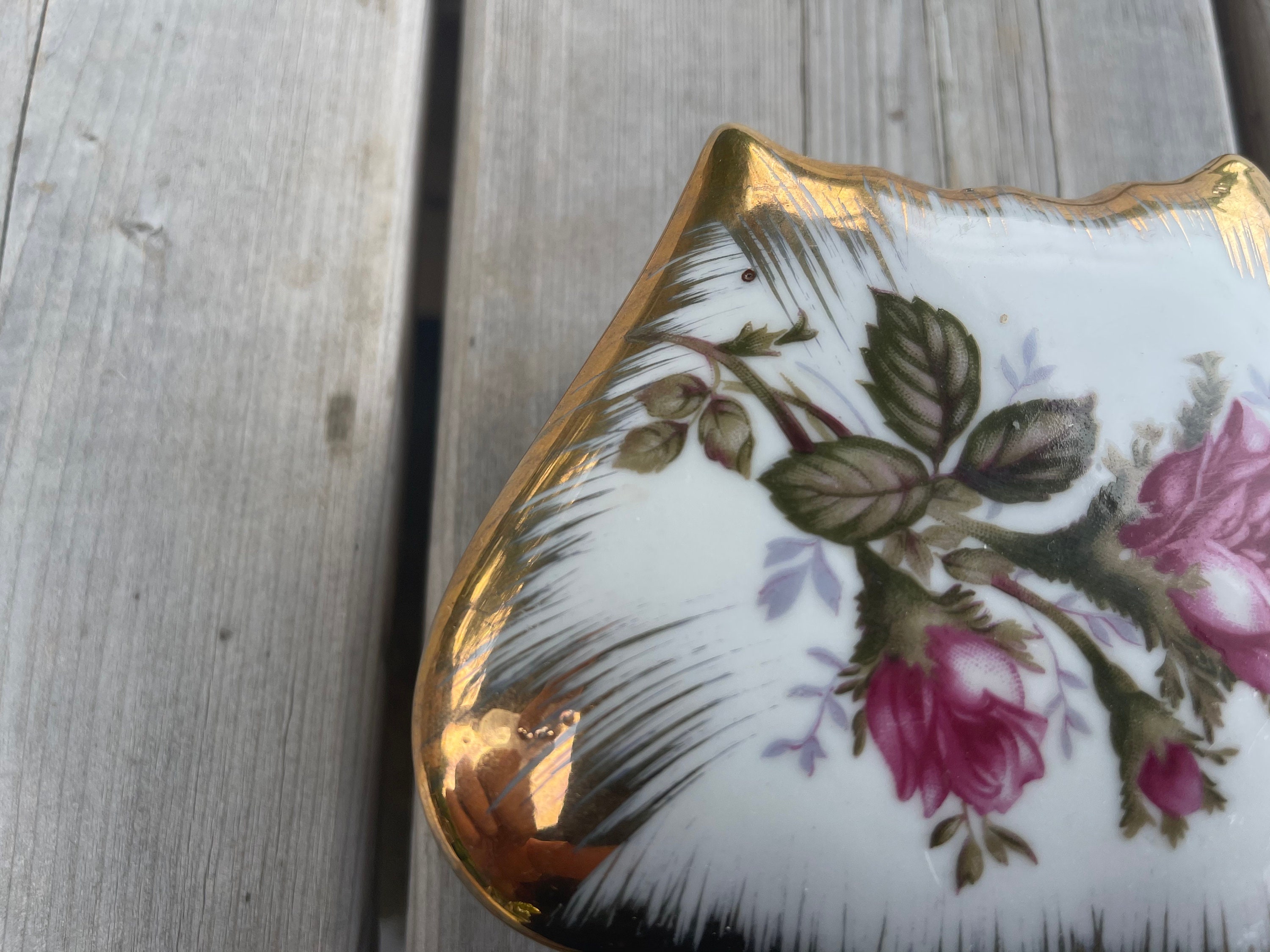 Vintage Porcelain Pink Rose Cigarette Box With Two Matching | Etsy