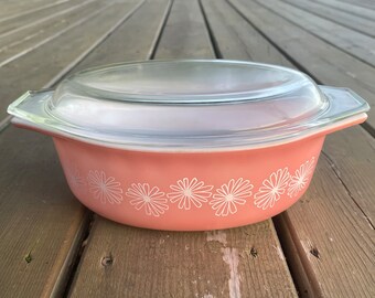 Pink Daisy Vintage Pyrex Oval Covered Casserole Dish With Lid 043 ...