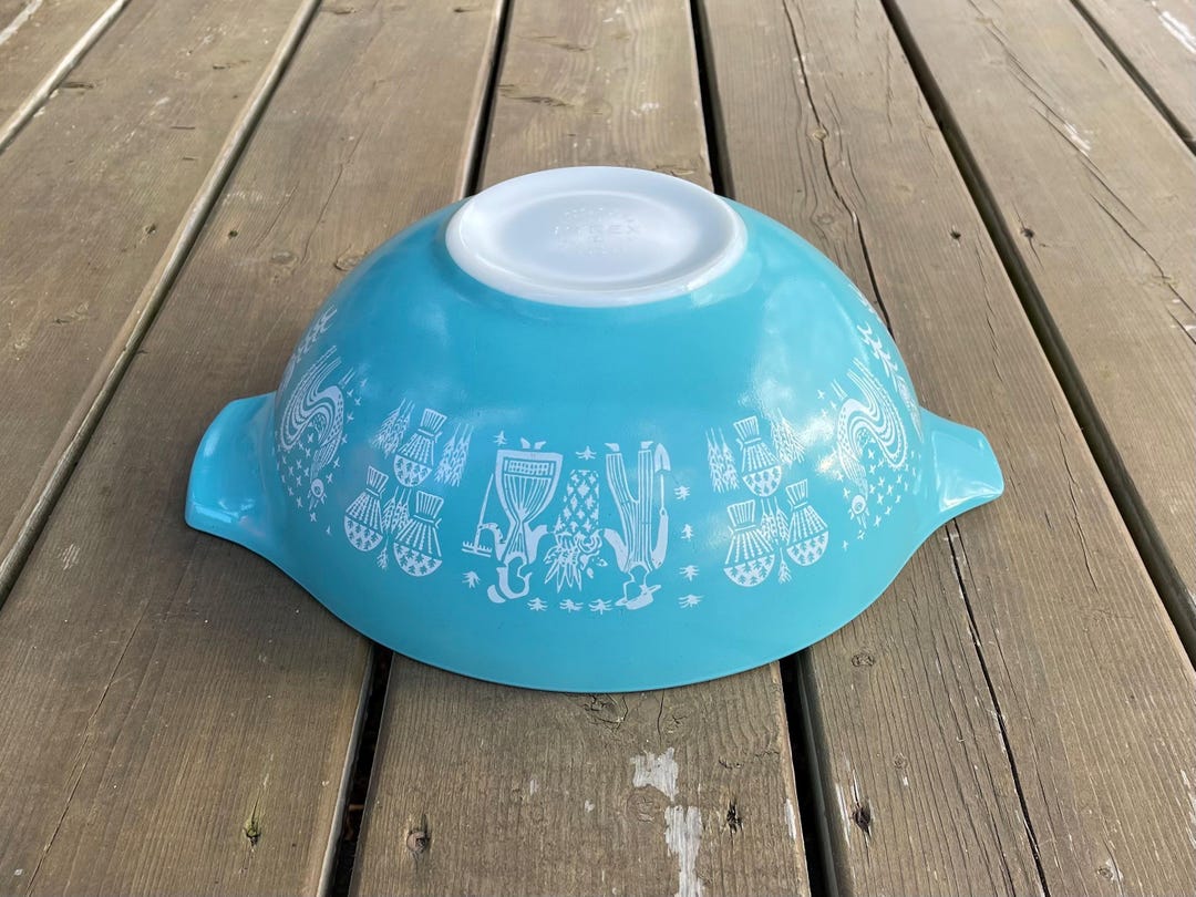 Vintage Pyrex Amish Butterprint White on Turquoise Pattern Nesting ...