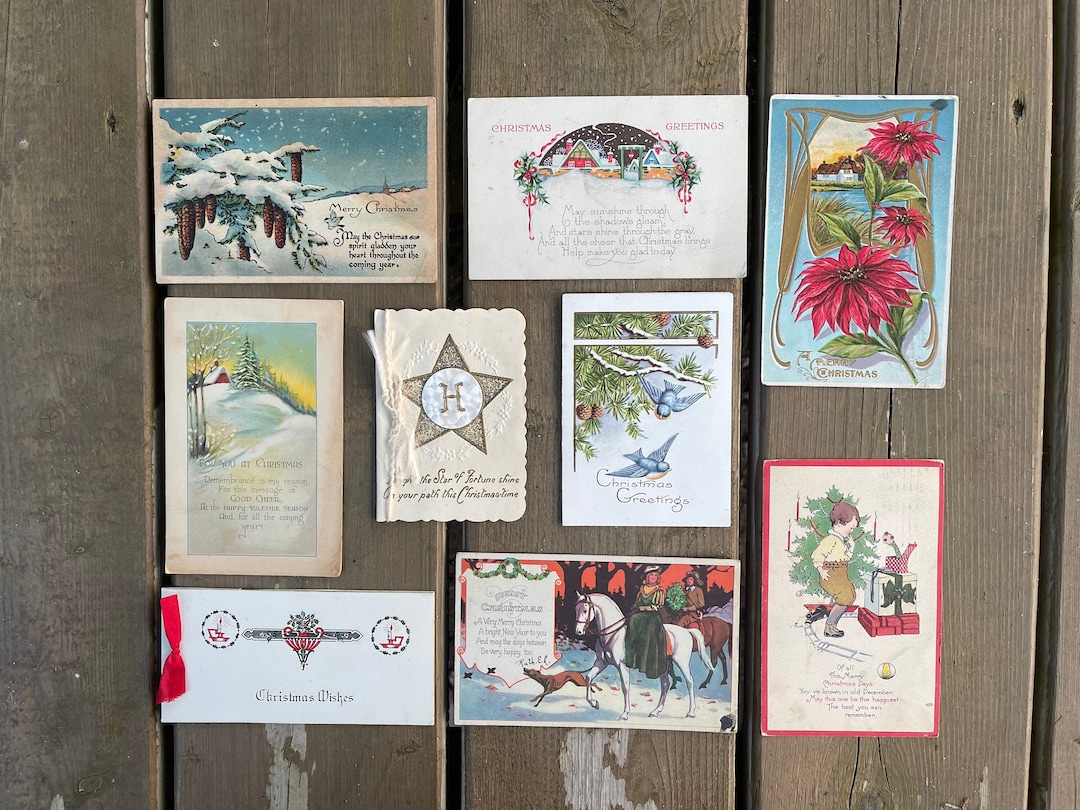Collection of Nine Vintage 1920s & 1930s Christmas Cards - Etsy