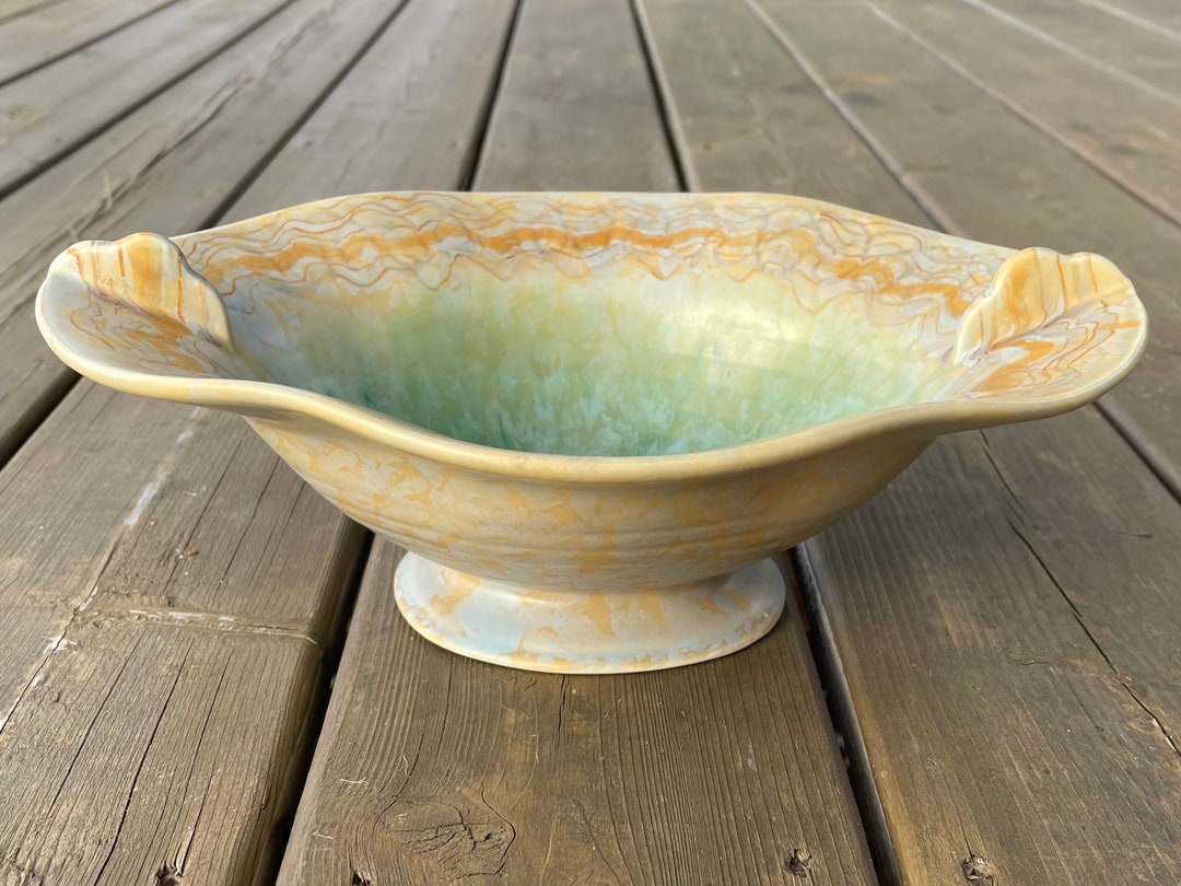 Vintage Beswick Art Deco Mottled Green, Orange, and Blue Console Bowl ...