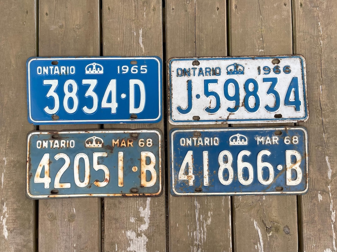 Collection of Four Vintage 1960’s Ontario ON License Plates 1965 1966 ...